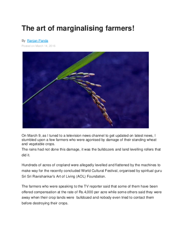 (PDF) The art of marginalising farmers