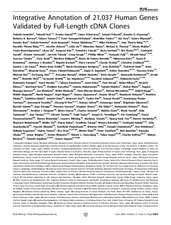 (PDF) Integrative Annotation of 21,037 Human Genes Validated by Full ...