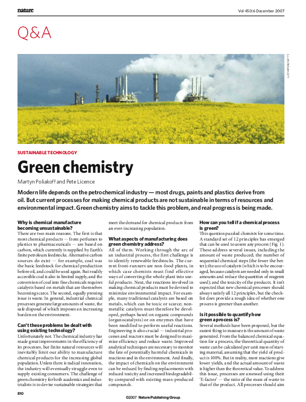 (PDF) Sustainable technology: Green chemistry