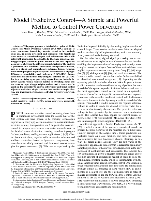 (PDF) Model Predictive Control—A Simple and Powerful Method to Control ...