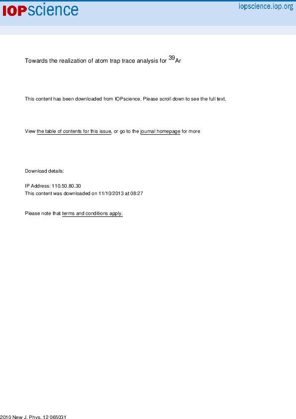 (PDF) Towards the realization of atom trap trace analysis for 39 Ar