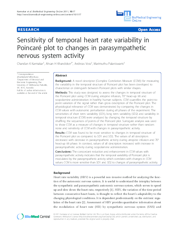 (PDF) Sensitivity of temporal heart rate variability in Poincaré plot to changes in ...