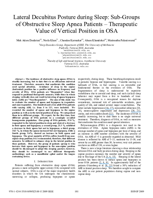 (PDF) Lateral decubitus posture during sleep: Sub-groups of obstructive ...