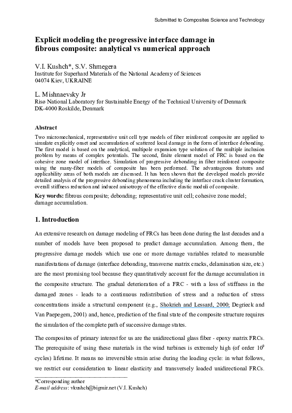 (PDF) Explicit modeling the progressive interface damage in fibrous ...