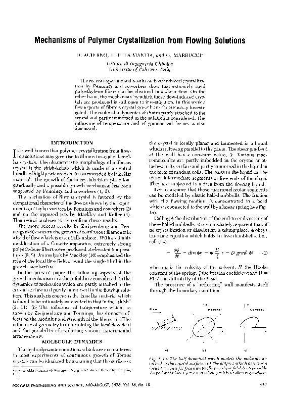 (PDF) Mechanisms of polymer crystallization from flowing solutions
