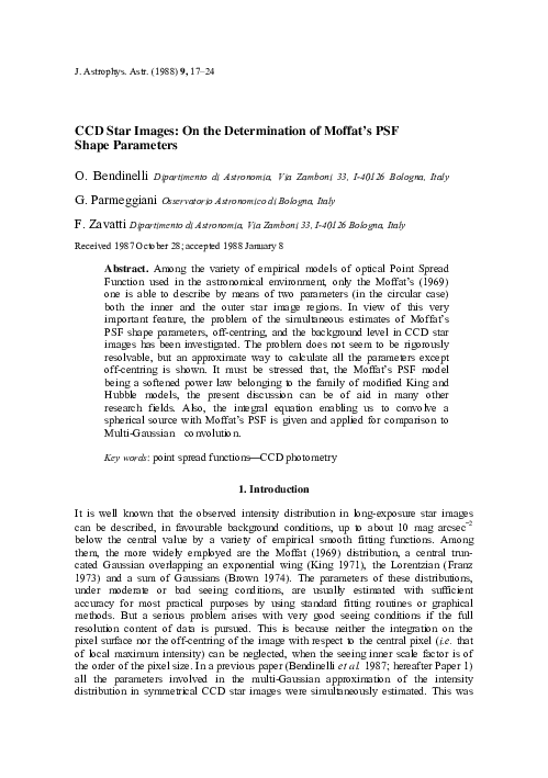 (PDF) CCD star images: On the determination of Moffat’s PSF shape ...