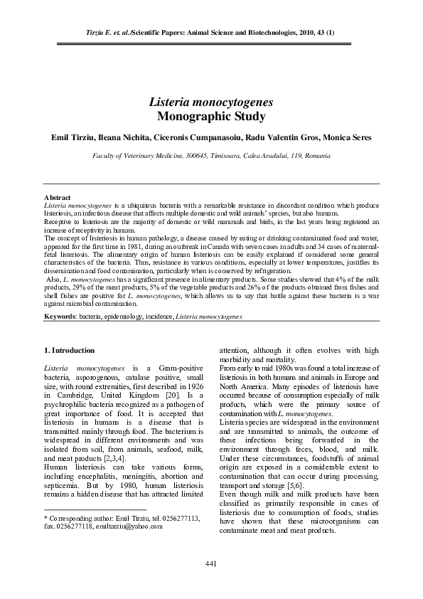 (PDF) Listeria monocytogenes Monographic Study