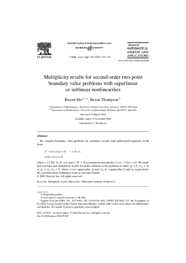 (PDF) Multiplicity results for second-order two-point boundary value problems with superlinear ...