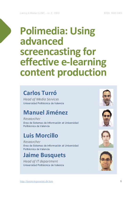 (PDF) Polimedia: Using advanced screencasting for effective e-learning content production