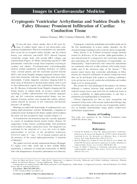 (PDF) Ventricular Tachycardia in Fabry Disease Detected in a 50-Year ...