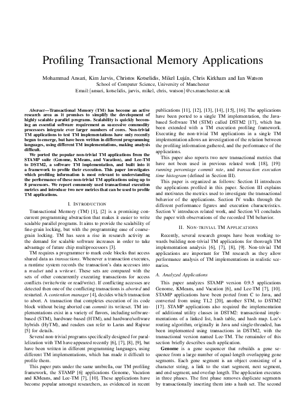 (PDF) Profiling Transactional Memory Applications