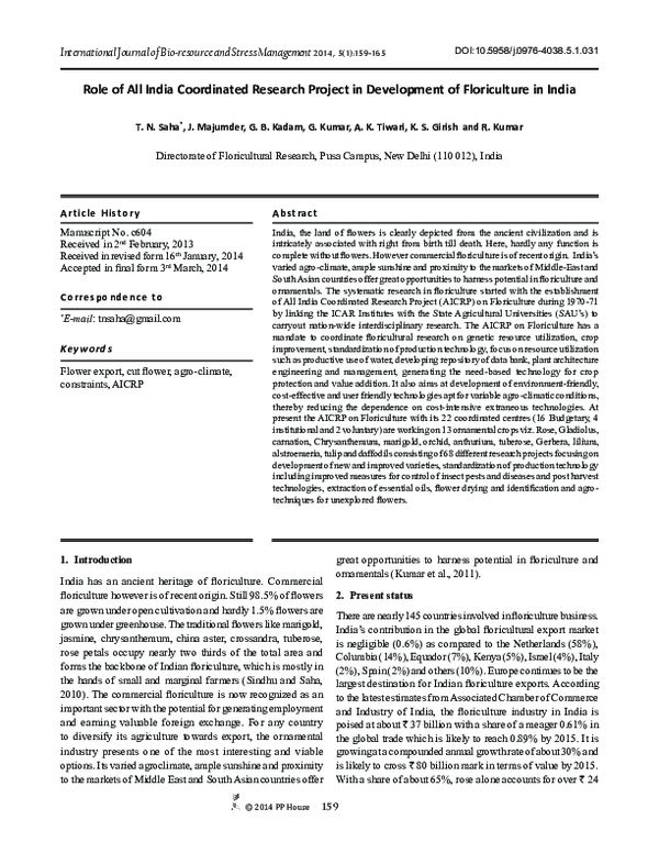 (PDF) Role of all India coordinated research project in development of ...