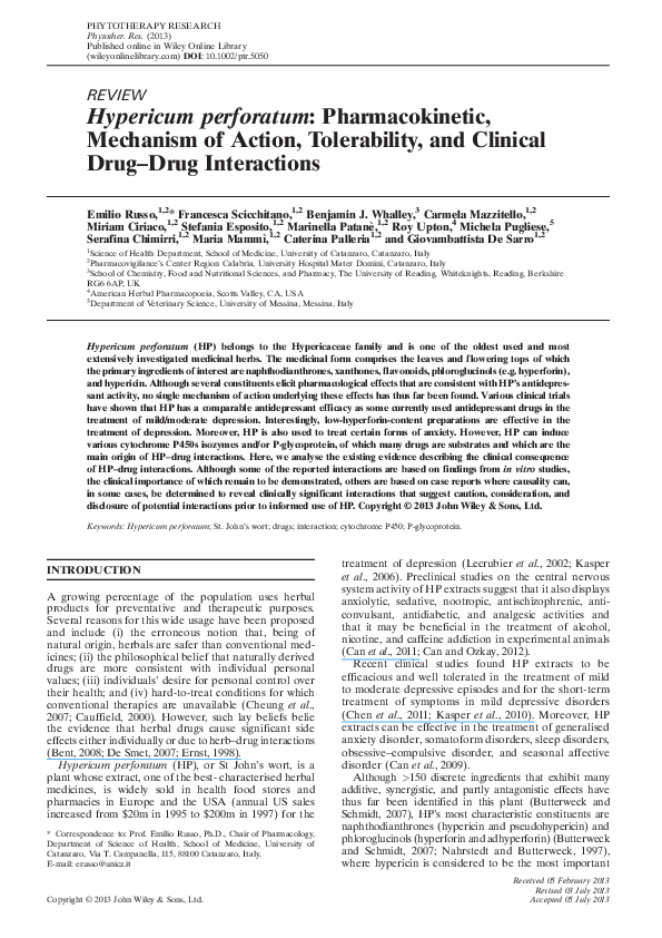 (PDF) Hypericum perforatum : Pharmacokinetic, Mechanism of Action ...
