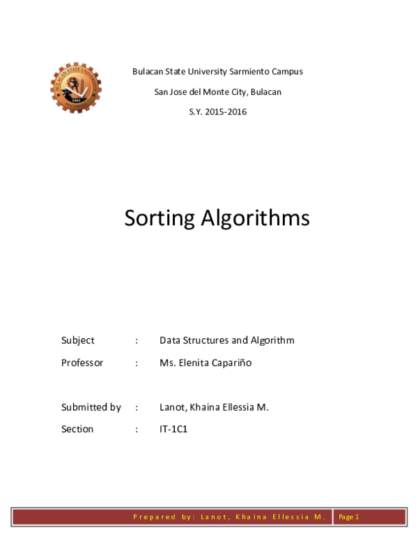 Pdf Sorting Algorithms