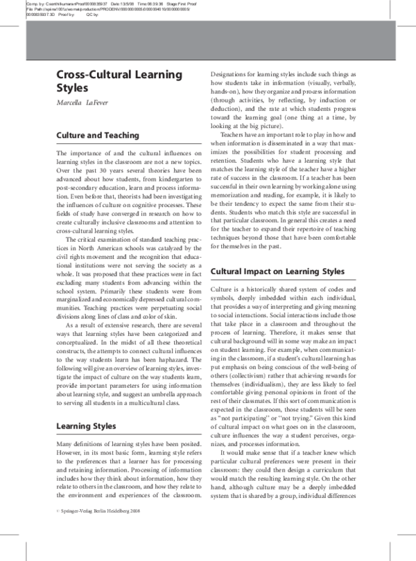 (PDF) Cross-Cultural Learning Styles