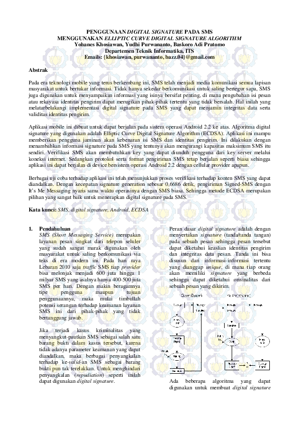 (PDF) PENGGUNAAN DIGITAL SIGNATURE PADA SMS MENGGUNAKAN ELLIPTIC CURVE ...