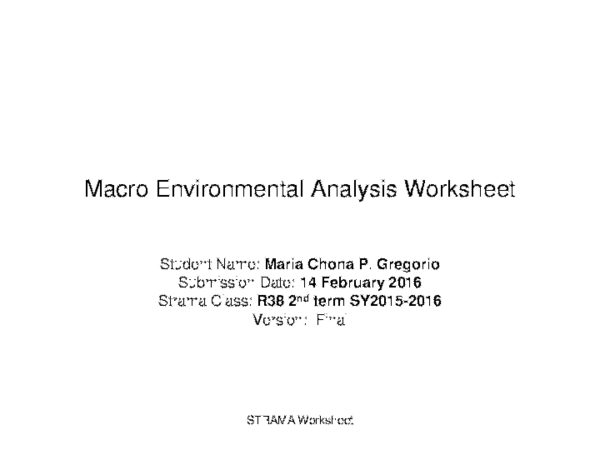 (PDF) Macro Environment Analysis 2016