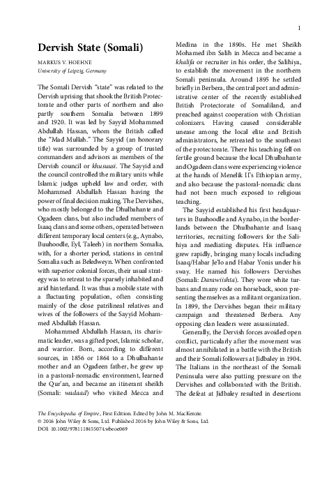 (PDF) Dervish State (Somali