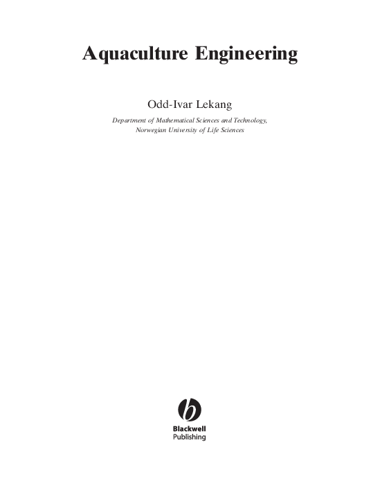 (PDF) Aquaculture Engineering