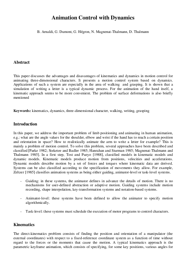 (PDF) Animation Control with Dynamics