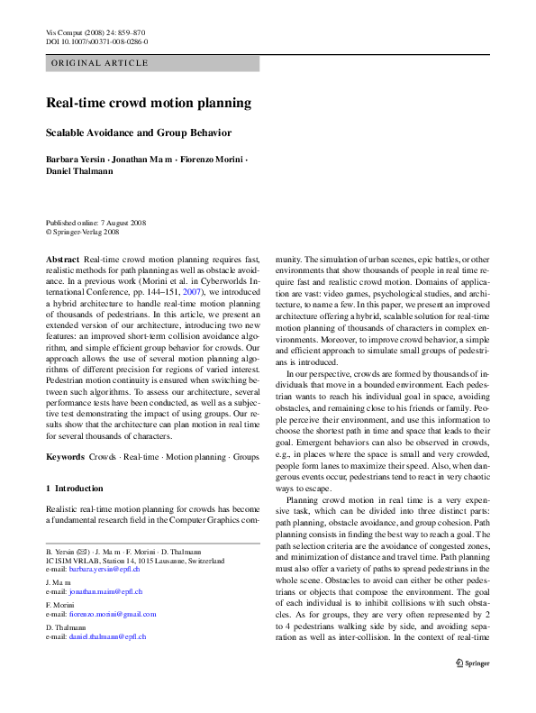(PDF) Real-time crowd motion planning
