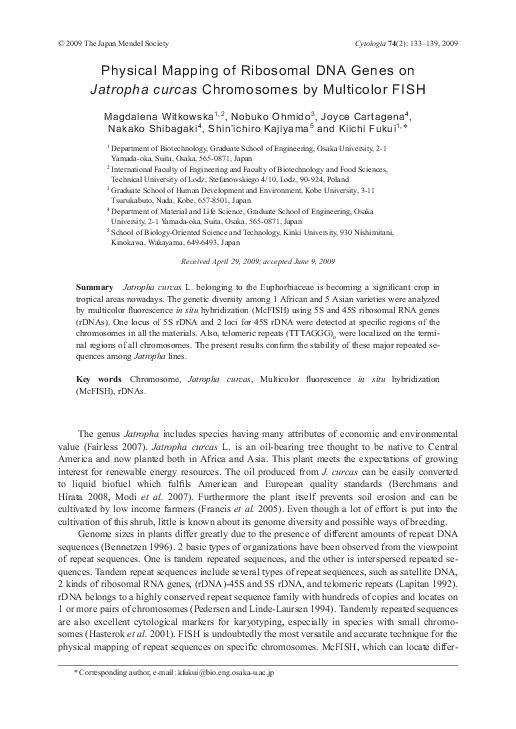 (PDF) Physical Mapping of Ribosomal DNA Genes on Jatropha curcas ...