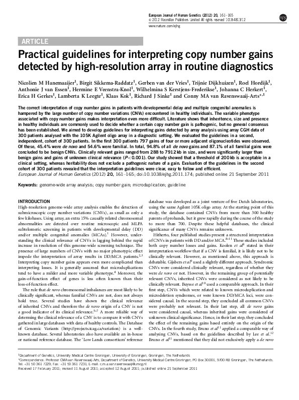 (PDF) Practical guidelines for interpreting copy number gains detected by high-resolution array ...