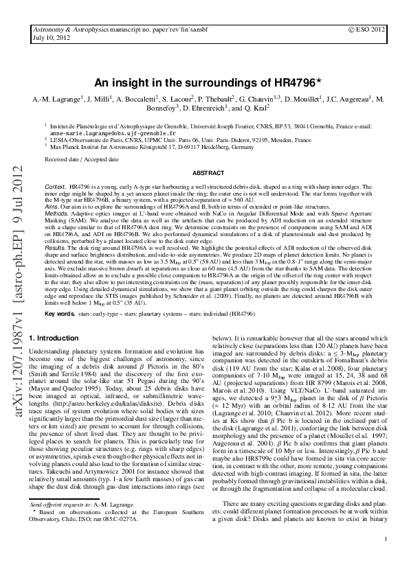 (PDF) An insight in the surroundings of HR 4796