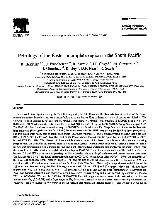 (PDF) Petrology of the Easter microplate region in the South Pacific ...