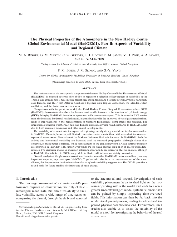 (PDF) The Physical Properties of the Atmosphere in the New Hadley ...
