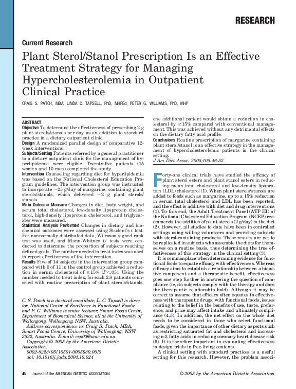 (PDF) Plant sterol/stanol prescription is an effective treatment ...