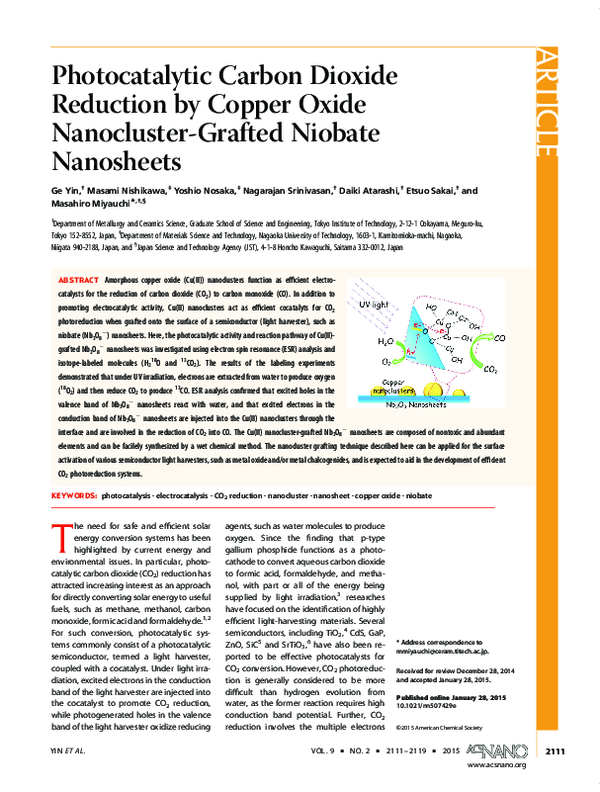 (PDF) Photocatalytic carbon dioxide reduction by copper oxide ...