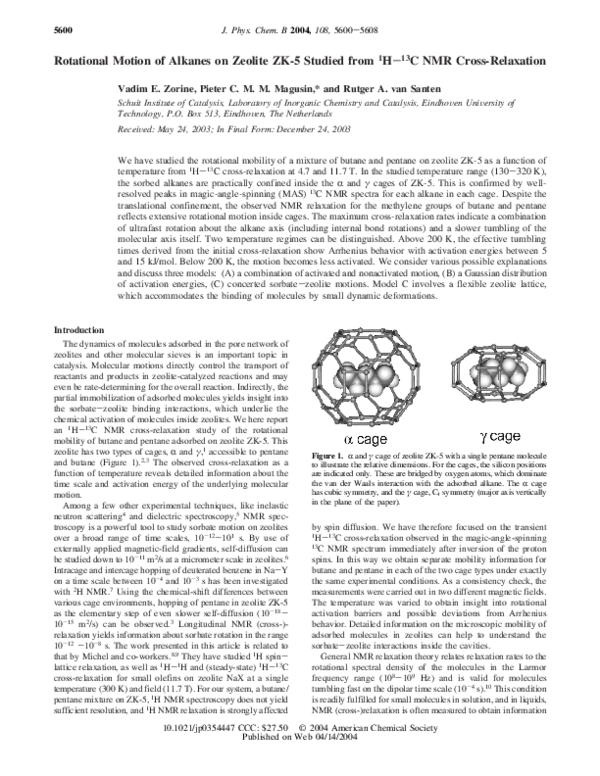 (PDF) Rotational Motion of Alkanes on Zeolite ZK-5 Studied from 1 H− 13 ...