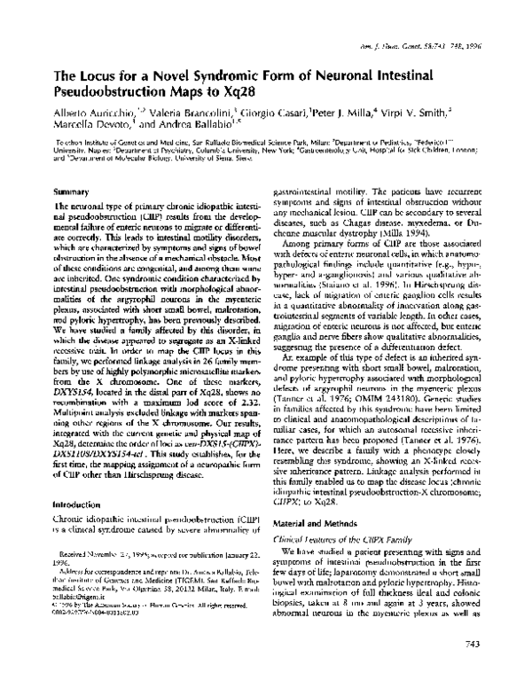 (PDF) The locus for a novel syndromic form of neuronal intestinal ...