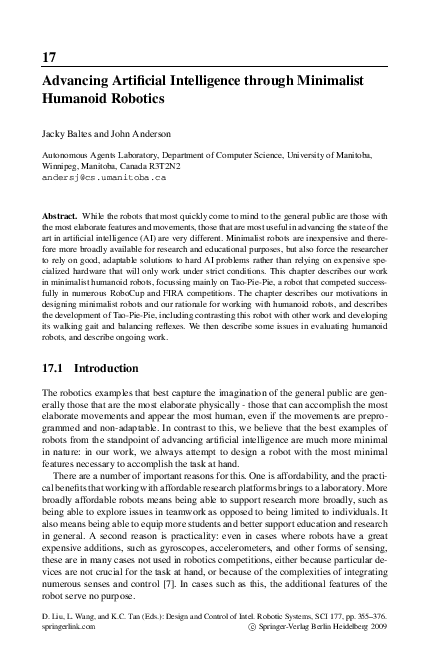 (PDF) Advancing Artificial Intelligence through Minimalist Humanoid Robotics