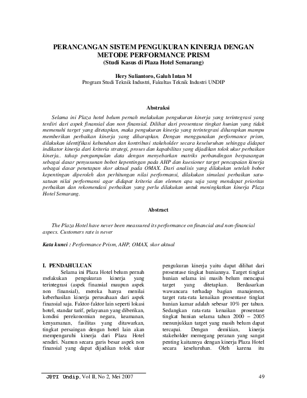 (PDF) PERANCANGAN SISTEM PENGUKURAN KINERJA DENGAN METODE PERFORMANCE ...