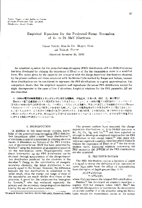 (PDF) Empirical equations for the projected-range straggling of 4- to ...