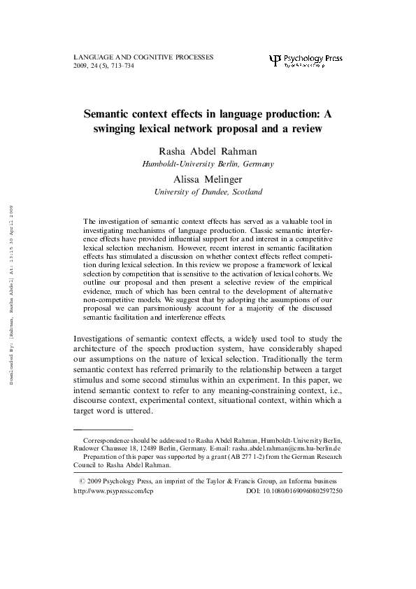 (PDF) Semantic context effects in language production: A swinging lexical network proposal and a ...