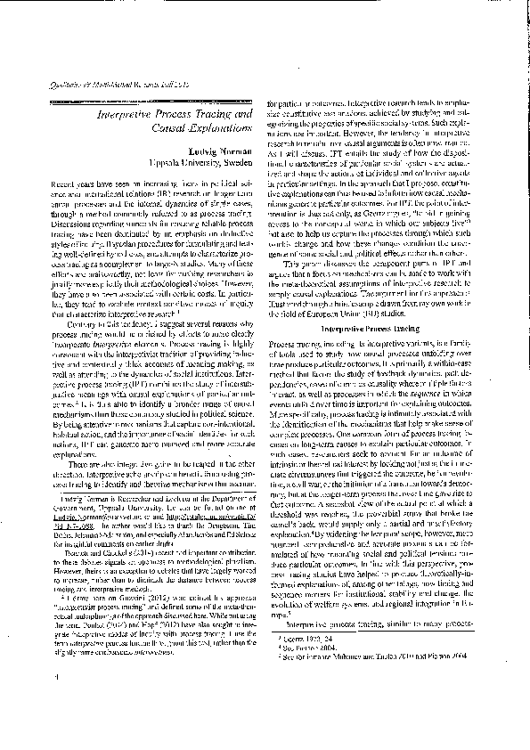 (PDF) Interpretive Process Tracing and Causal Explanations