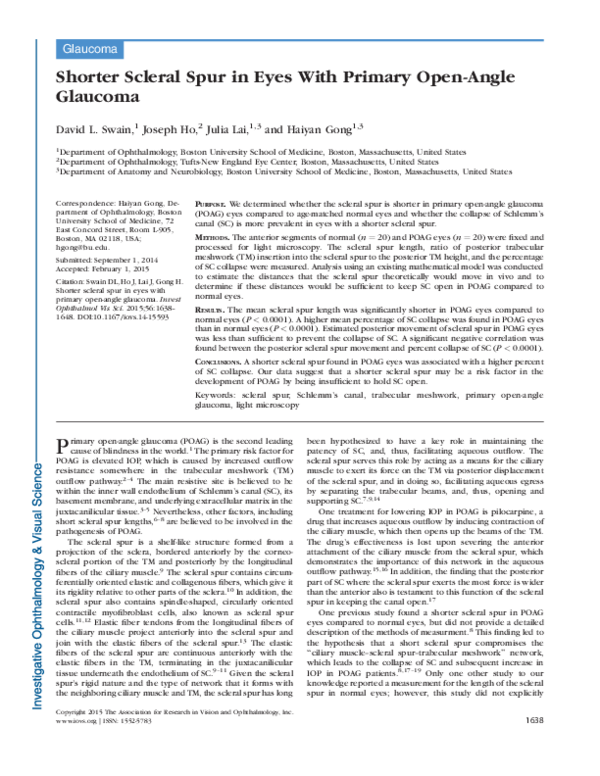 (PDF) Shorter scleral spur in eyes with primary open-angle glaucoma