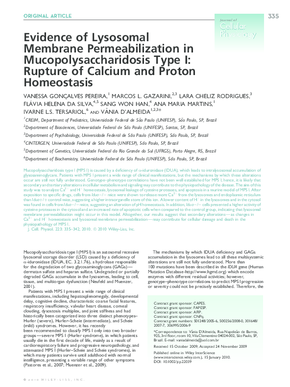(PDF) Evidence of lysosomal membrane permeabilization in ...
