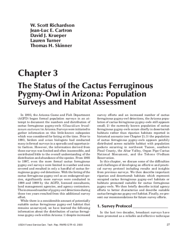 (PDF) The Status of the Cactus Ferruginous Pygmy-Owl in Arizona ...