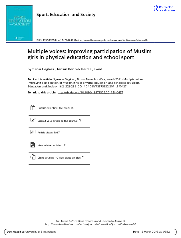 (PDF) Multiple voices: improving participation of Muslim girls in ...