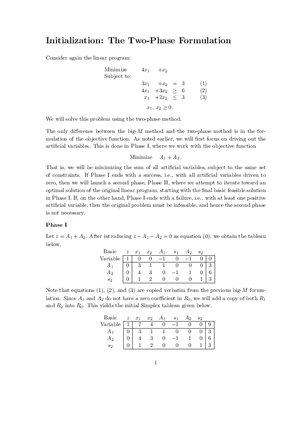 Initialization: The Two-Phase Formulation