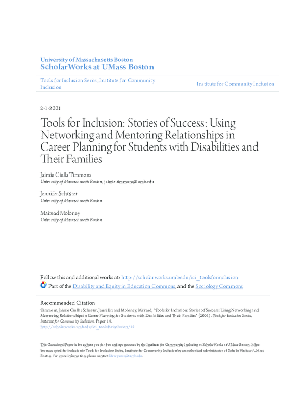 (PDF) Tools for Inclusion: Stories of Success: Using Networking and ...