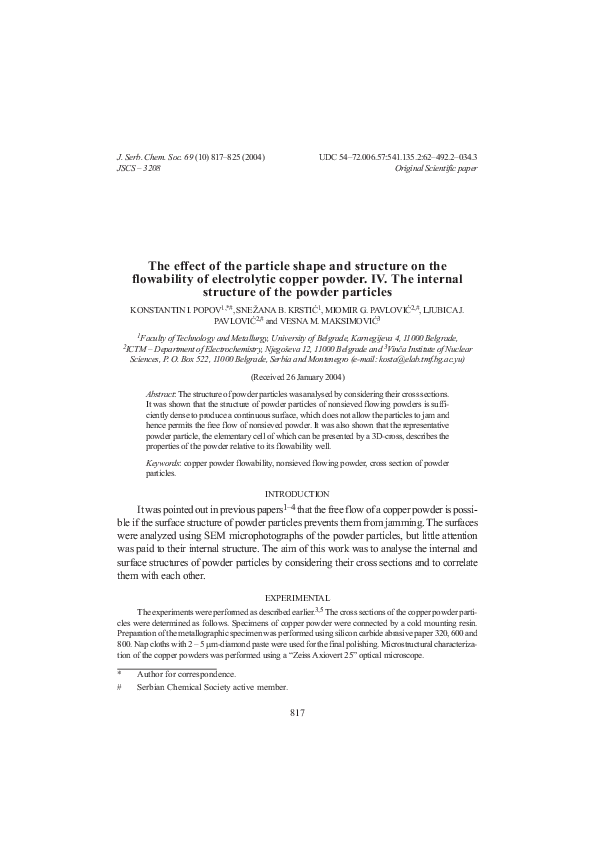 (PDF) The effect of the particle shape and structure on the flowability ...