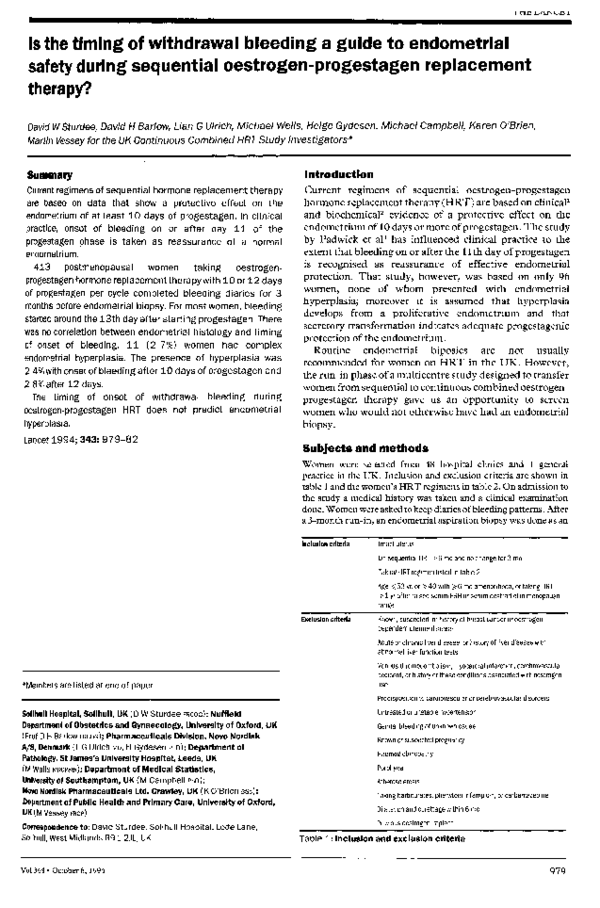 (PDF) Is the timing of withdrawal bleeding a guide to endometrial ...