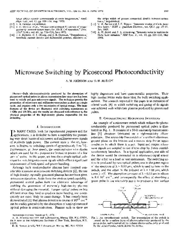 (PDF) Microwave switching by picosecond photoconductivity