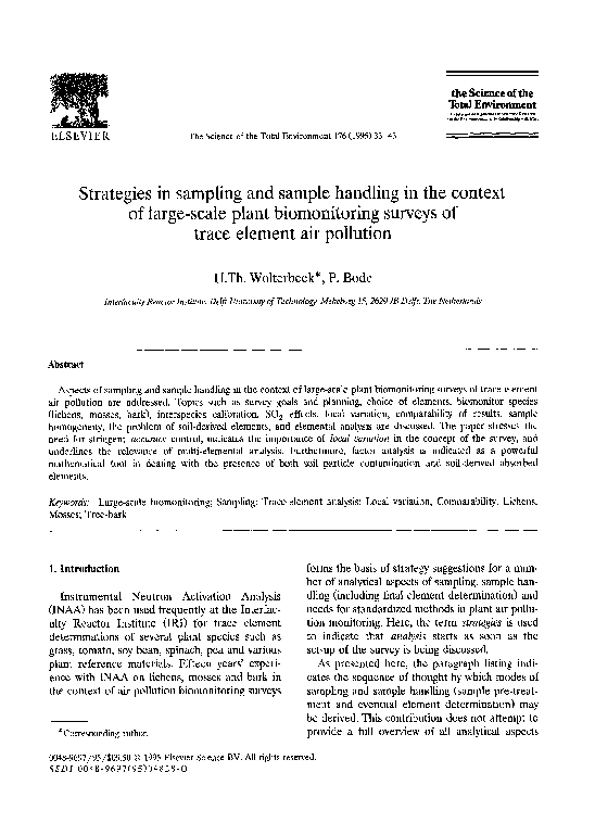 (PDF) Strategies in sampling and sample handling in the context of ...