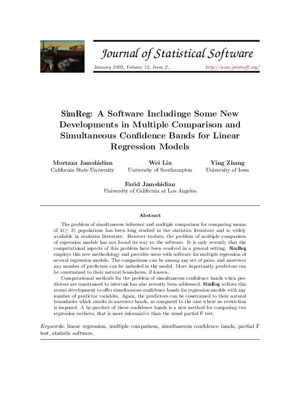 Pdf Simreg A Software Including Some New Developments In Multiple Comparison And Simultaneous